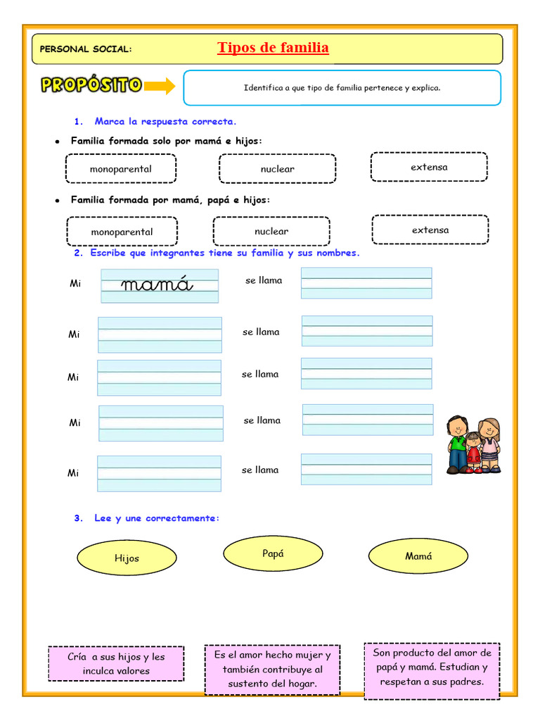 U3 S1 Ficha D1 PS Tipos de Familia | PDF | Salud y bienestar