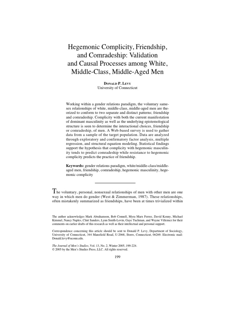 Hegemonic Complicity, Friendship, and Comradeship: Validation and ...