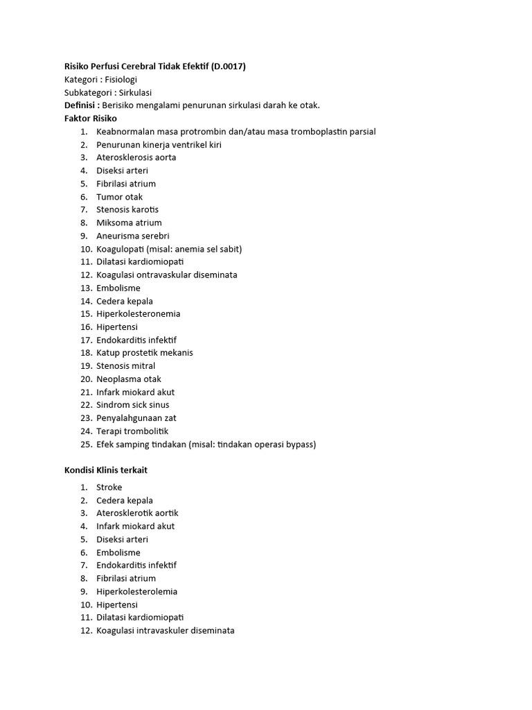 Risiko Perfusi Cerebral dan Manajemen | PDF