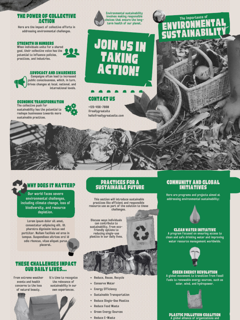 Green Modern Textured Environmental Sustainability Brochure | PDF ...