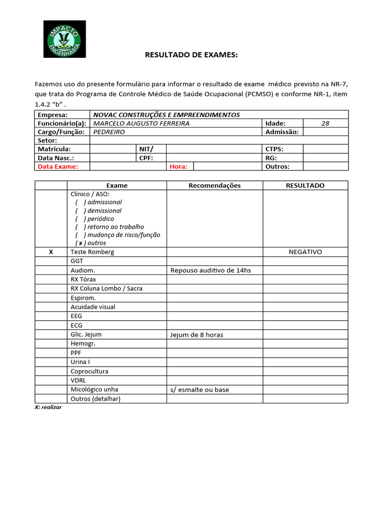 Teste de Romberg | PDF | Ciências e Matemática