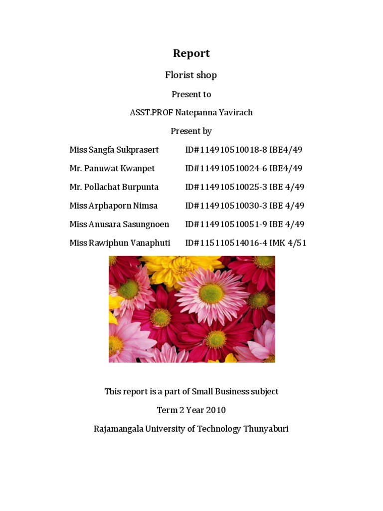 Florist Shop Business Plan | PDF | Floristry | Survey Methodology