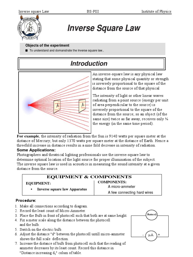 Inverse Square Law | Physics & Mathematics | Physics | Free 30-day ...