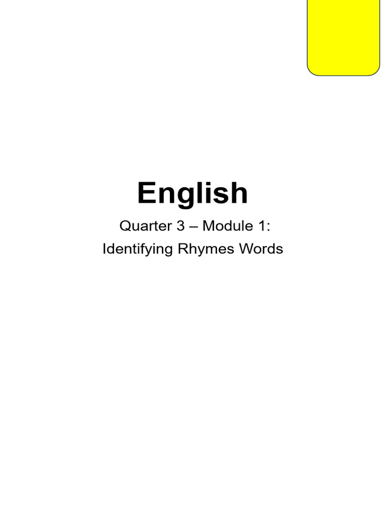English Module 1 | Download Free PDF | Rhyme | Word