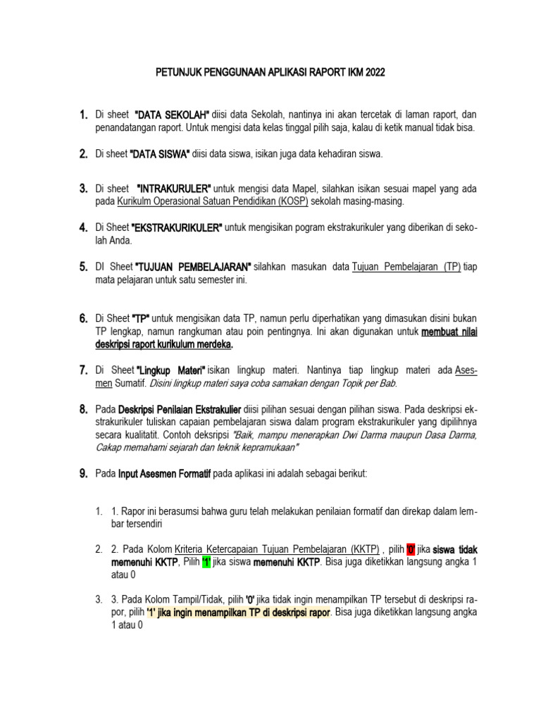 Petunjuk Penggunaan Raport IKM 2022 | PDF