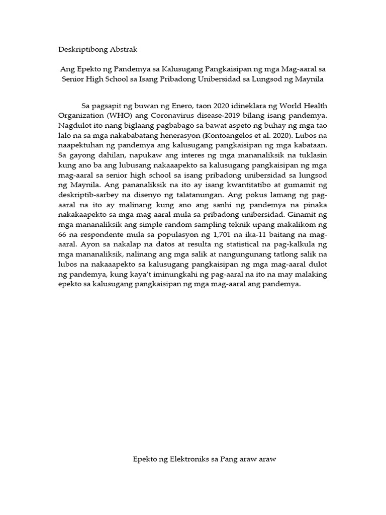 Deskriptibong Abstrak | PDF