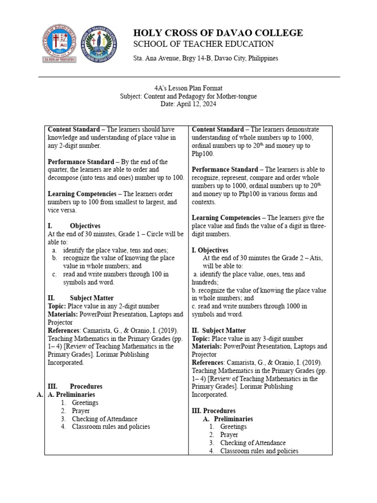 Multigrade Final Lesson Plan | Download Free PDF | Learning | Lesson Plan