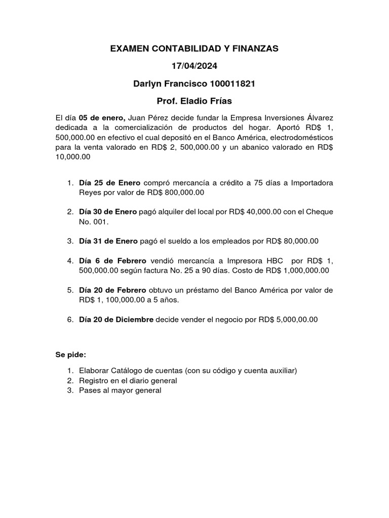 Examen de Contabilidad | PDF | Bancos | Corporaciones