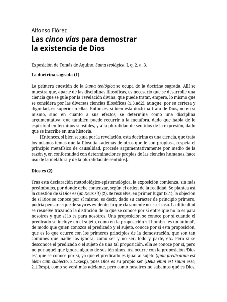 Las Cinco Vías para Demostrar La Existencia de Dios | PDF | Causalidad | Proposición
