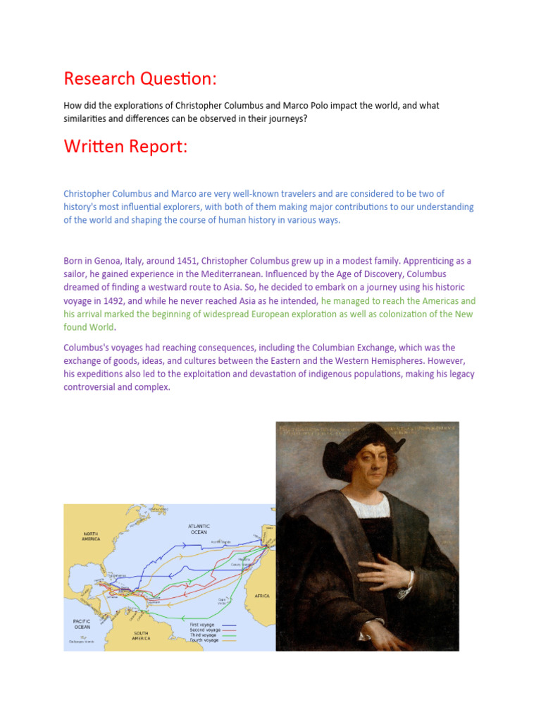 Research Question | PDF | Christopher Columbus | Age Of Discovery