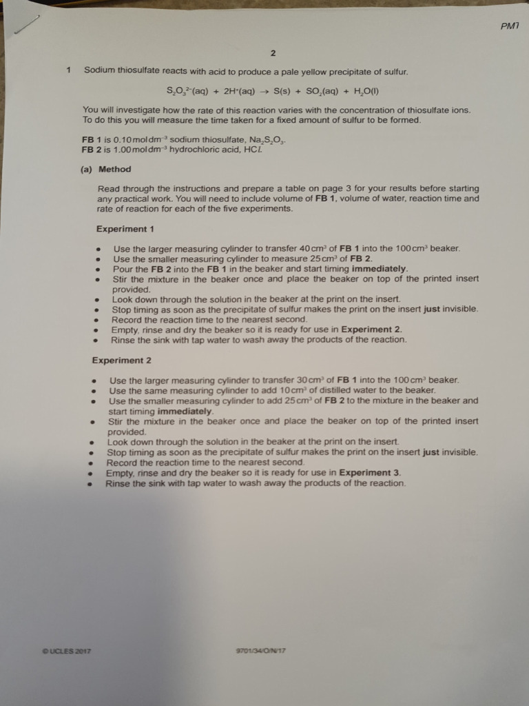 Investigating Reaction Rates of Thiosulfate | PDF | Acid | Sodium