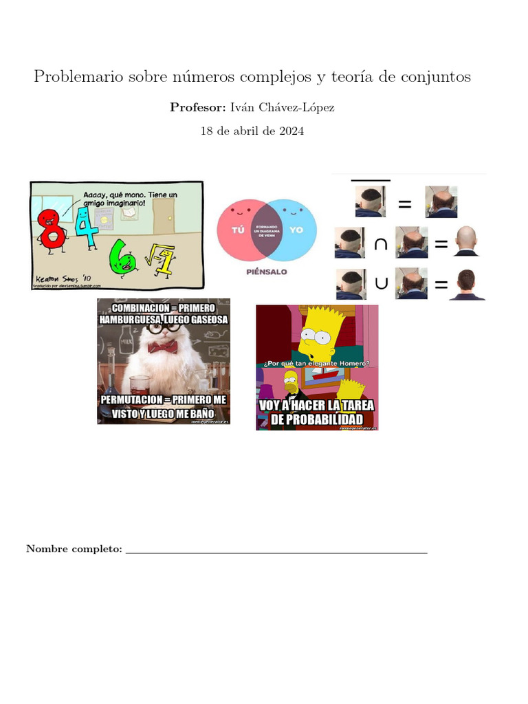 Problemario Probabilidad y Estadística 2P Parte 1 | PDF | Álgebra abstracta | Objetos matemáticos