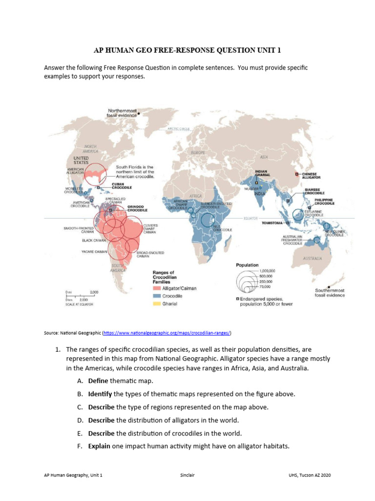 Crocodilian Distribution in AP Human Geo | PDF | Map | Crocodile