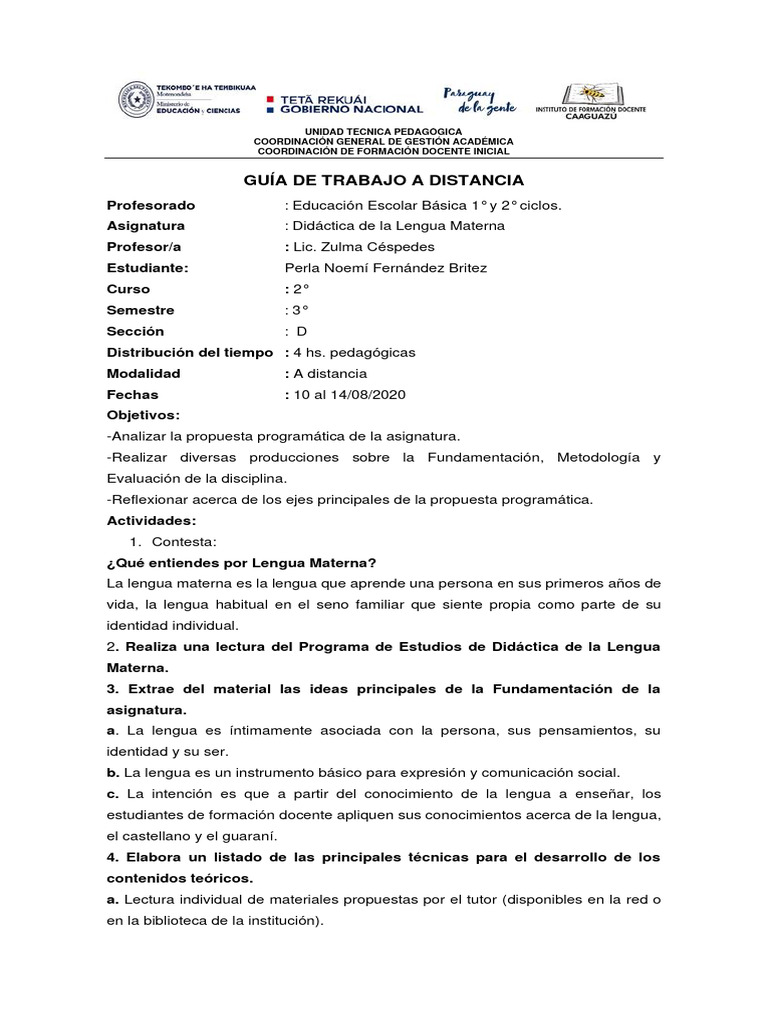 Didactica de La Lengua Materna Perla Fernandez | PDF | Maestros ...