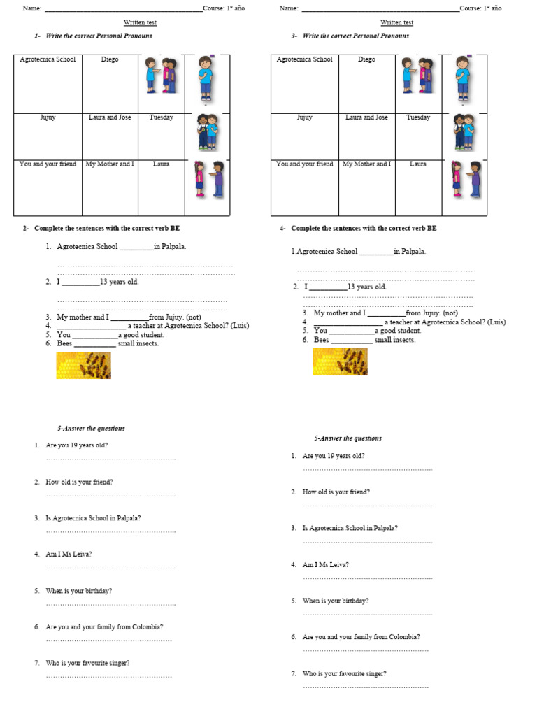 Name Test Agro 1ra Prueba 2024 | PDF | Linguistic Typology | Grammar