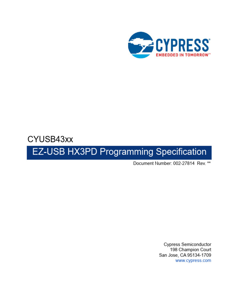 Infineon-CYUSB43xx EZ-USB HX3PD Programming Specification-Software-v01 ...