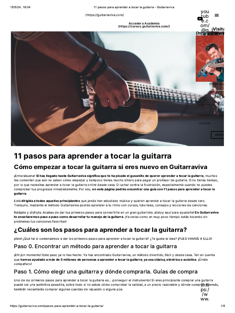 11 Pasos para Aprender A Tocar La Guitarra - Guitarraviva | PDF | Guitarras | Instrumentos de cuerda