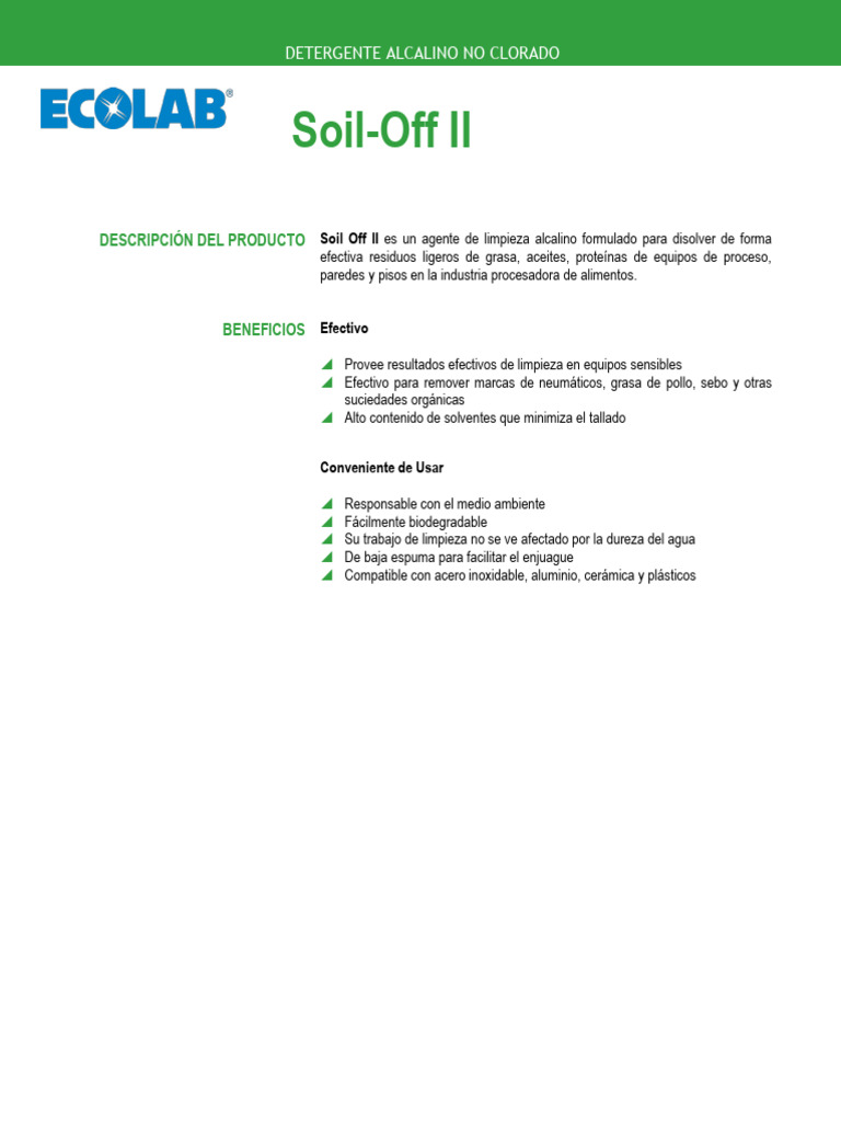 FT Soil Off II | PDF | Detergente | Agua