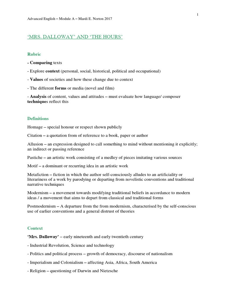 Dalloway Summary | Download Free PDF | Mrs Dalloway