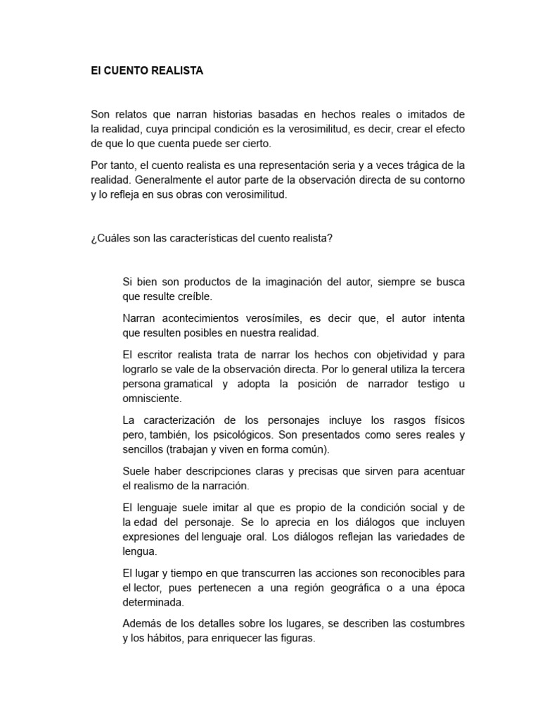 El Cuento Realista | Descargar gratis PDF | Realismo literario | Cuentos