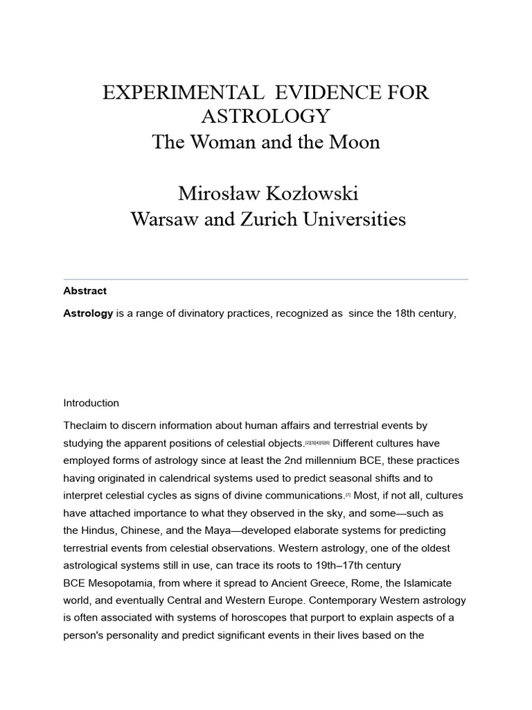 Experimental Evidence For Astrology | PDF | Astrology | Zodiac