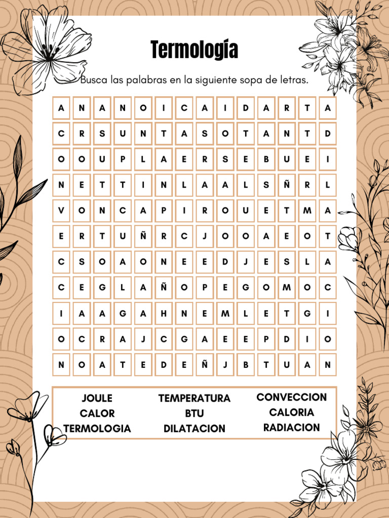 Sopa de Letras Termología | PDF