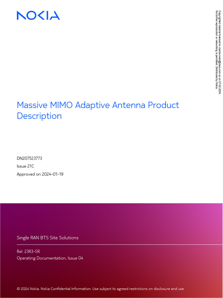 Massive MIMO Adaptive Antenna Product Description | PDF | Copyright ...