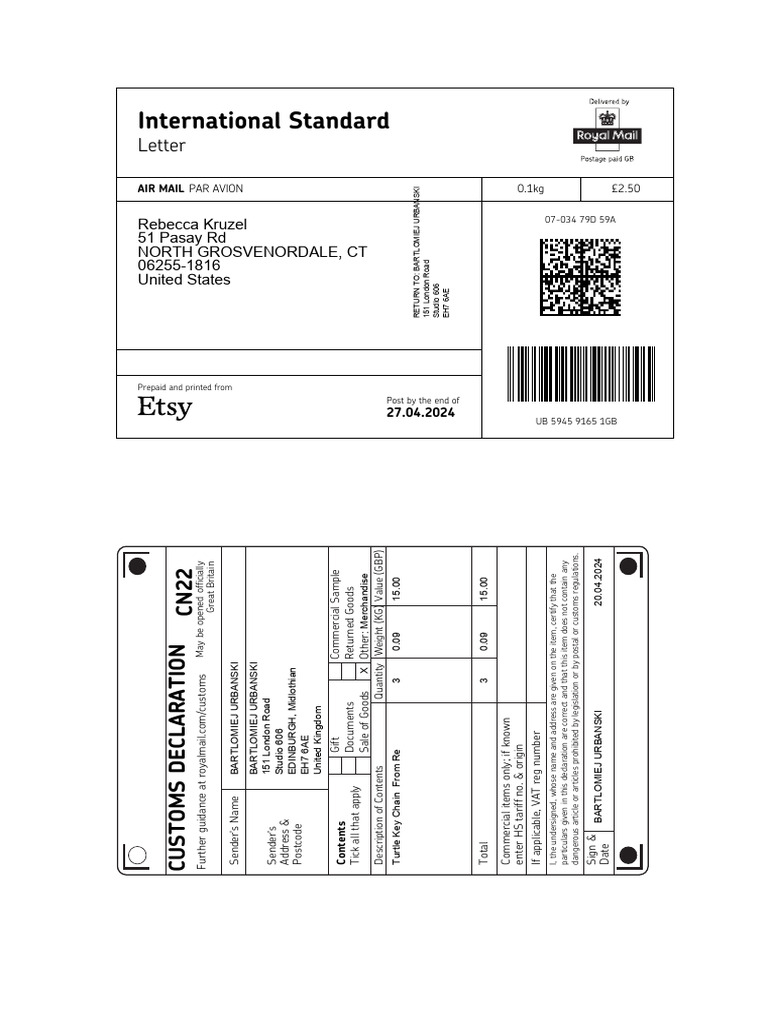 International Air Mail Customs Declaration | PDF | Public Services | Written Communication
