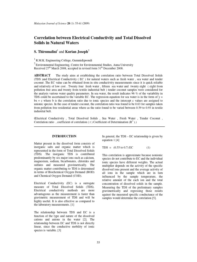 TDS General | PDF | Ion | Chloride
