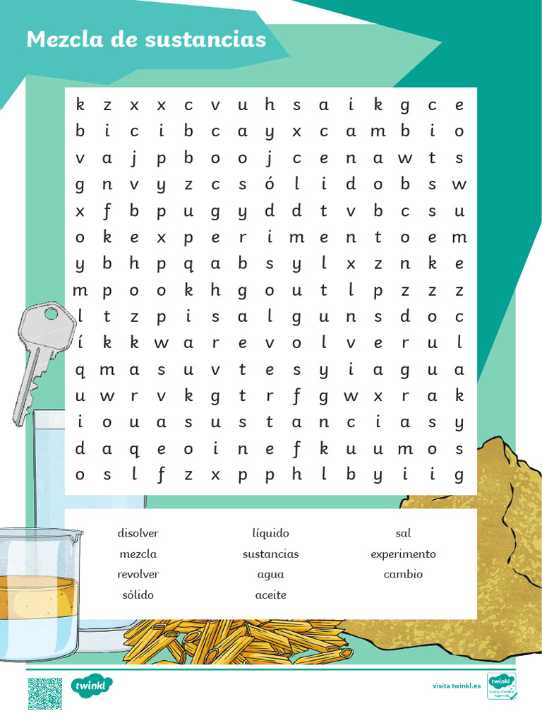 Sopa de letras Mezcla de sustancias | PDF | Mezcla | Fases de la materia