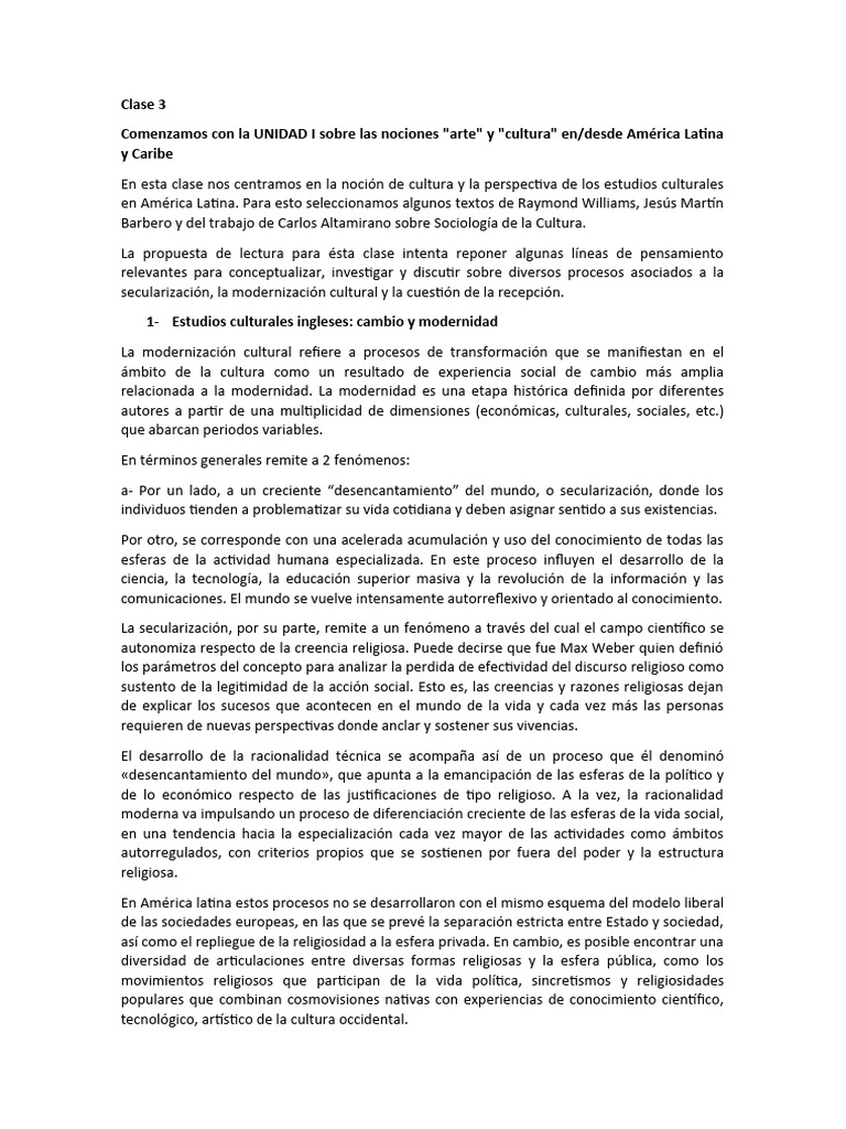 Repaso Clase 3 Arte y Cult Lat - LAE 2024 | PDF | Estudios culturales | Modernidad