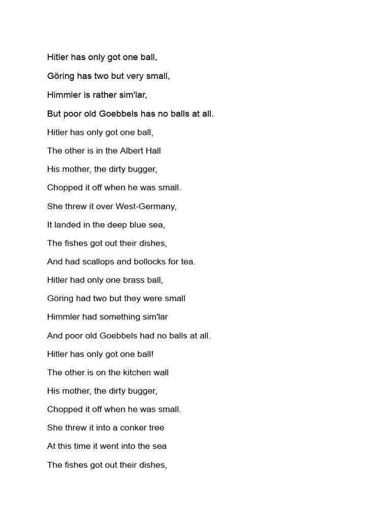 Hitler Has Only Got One Ball | PDF | History