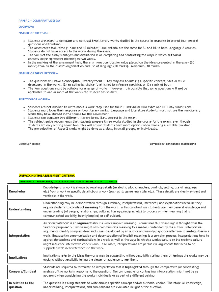 Paper 2 - Unpacking The Assessment Criteria | PDF | Essays | Knowledge