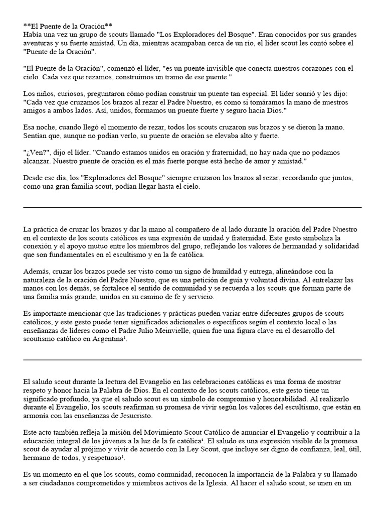 Puente de la Oración en Scouts Católicos | PDF | Exploración | Oración