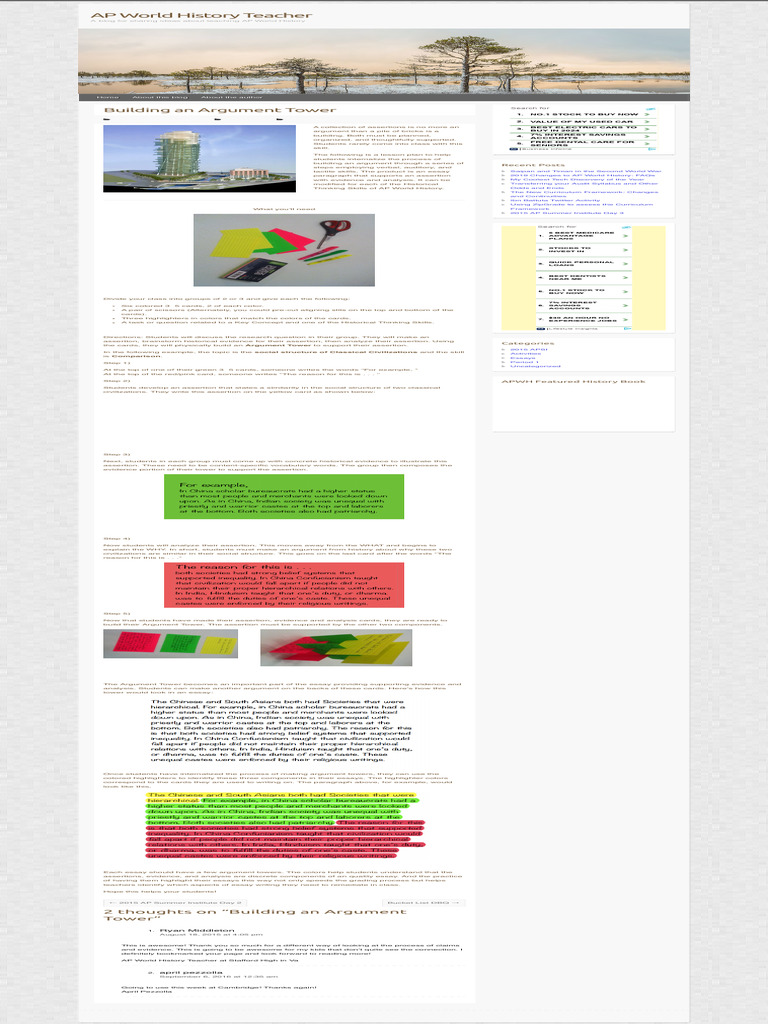 Building An Argument Tower - AP World History Teacher | PDF | Essays ...