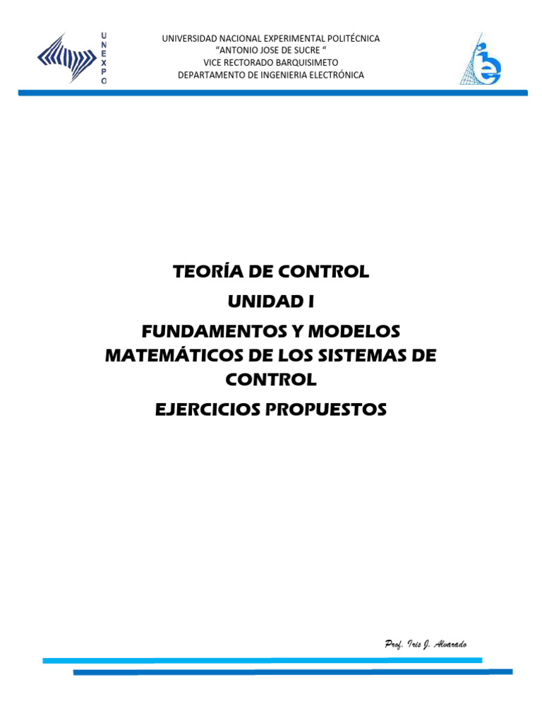 Teoría de Control. Ejercicios Propuestos Unidad I | Descargar gratis ...