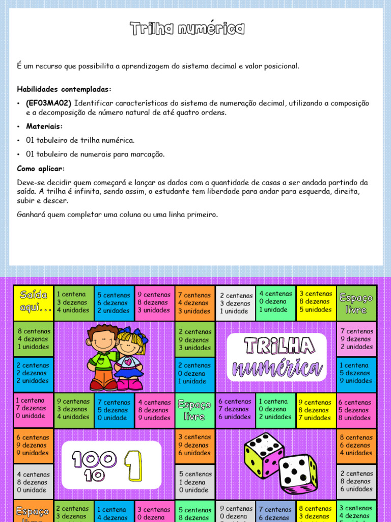 Trilha Numérica - Centenas-Dezenas e Unidades | PDF | Matemática ...