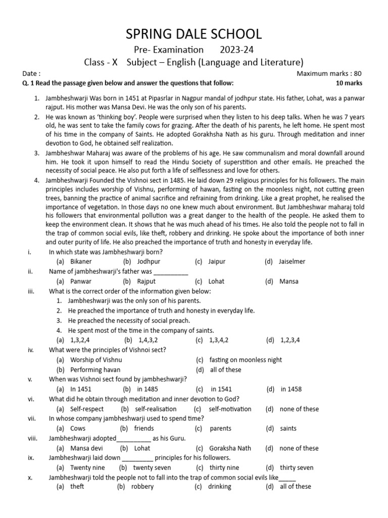 class X pre board | PDF class X pre board | PDF