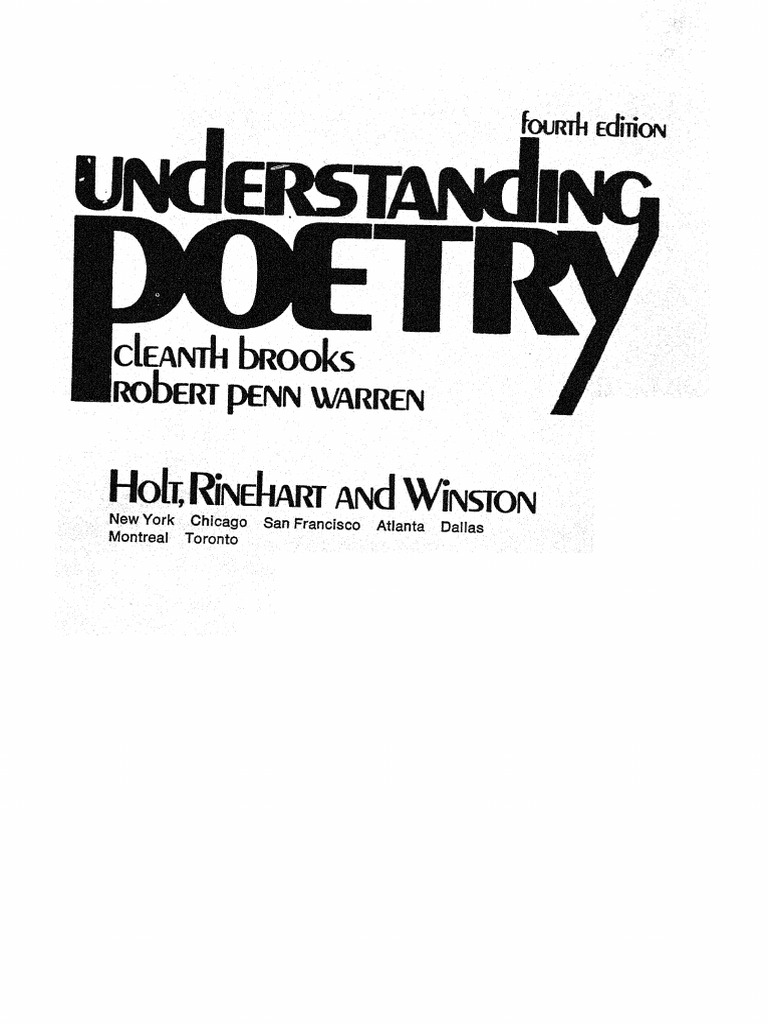 Understanding Poetry by Cleanth Brooks | PDF