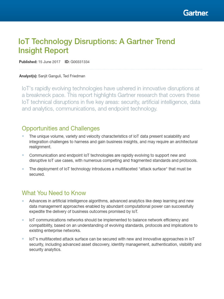IoT Technology Disruptions Report | PDF | Internet Of Things | Analytics