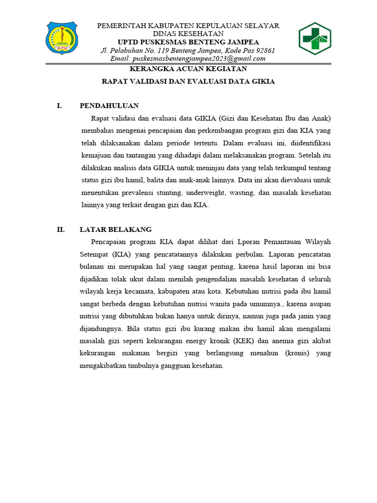 Kak Rapat Validasi Dan Evaluasi Data Gikia | PDF