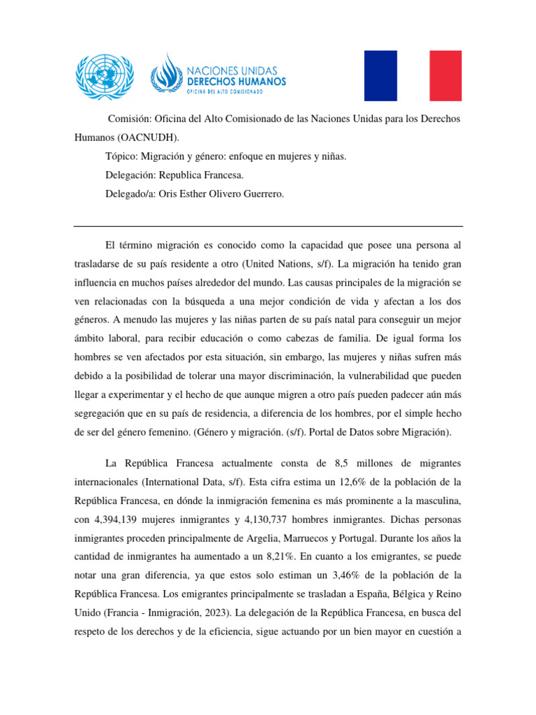Papel de Posición-República Francesa | PDF | Inmigración | Migración humana