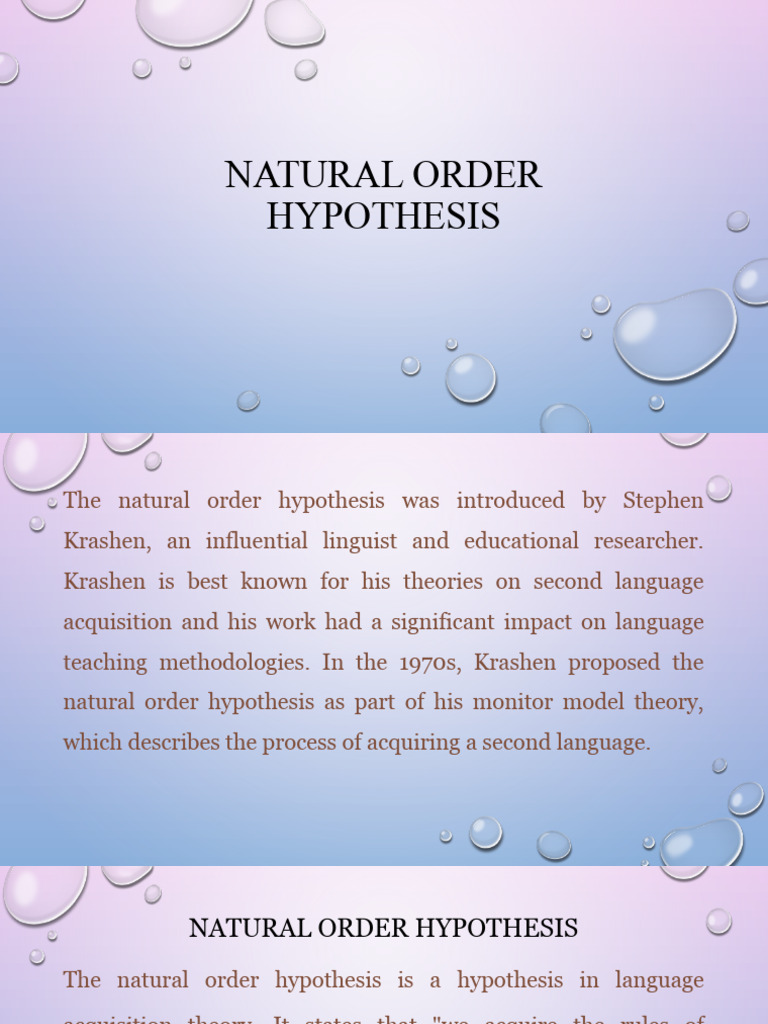 Krashen's Natural Order Hypothesis Explained | PDF | Language ...