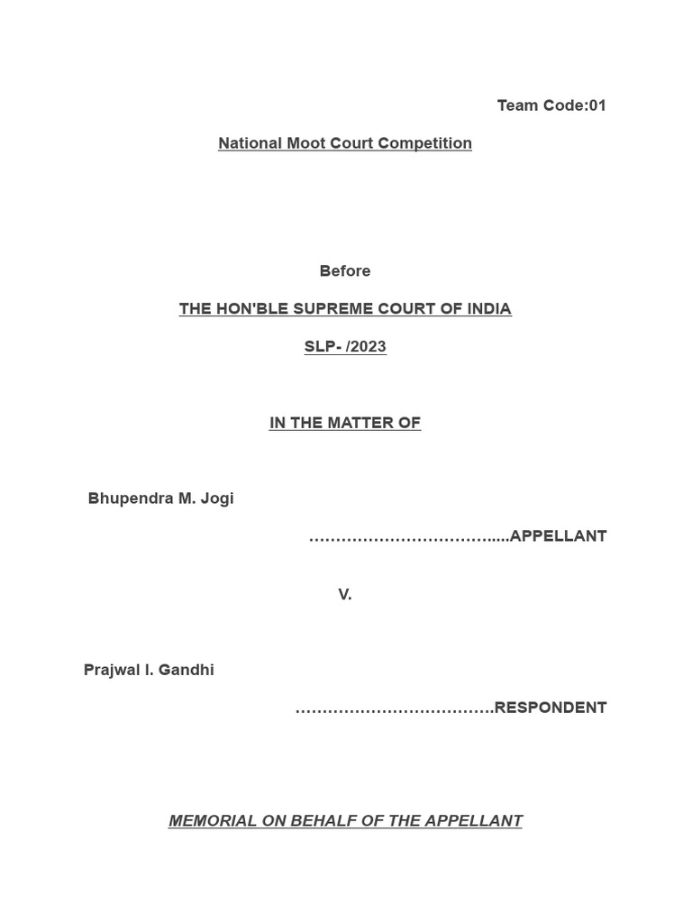 Contents of Memorial | PDF | Justice | Crime & Violence