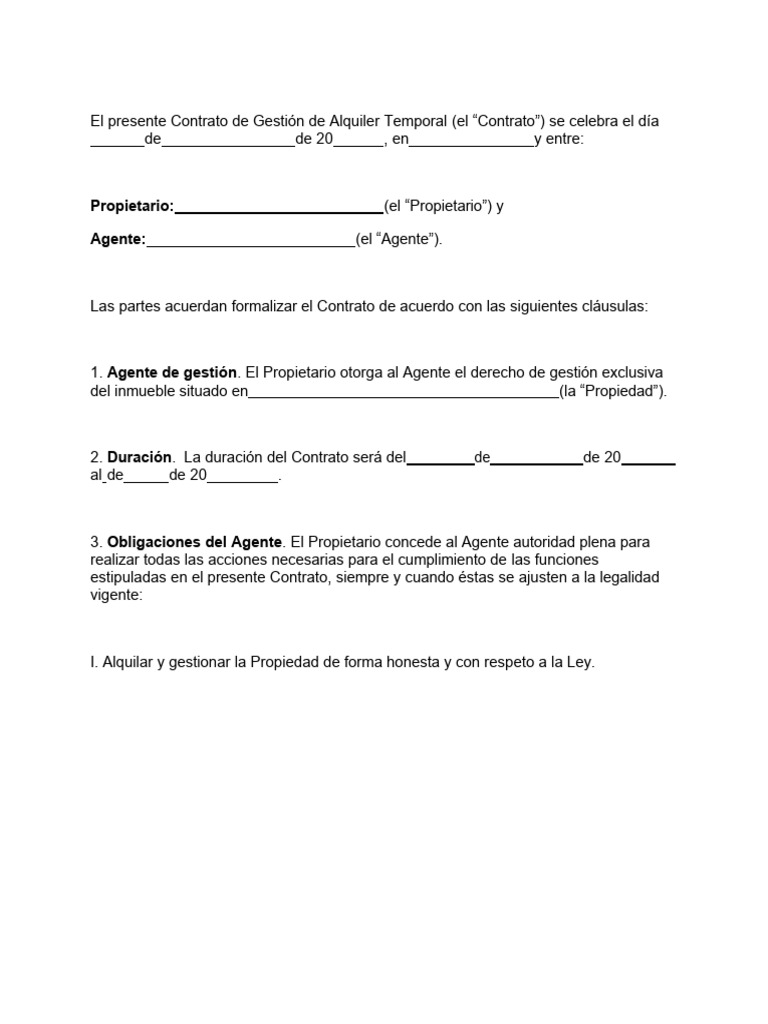 Contrato de Gestión de Alquiler Temporal | PDF | Propiedad