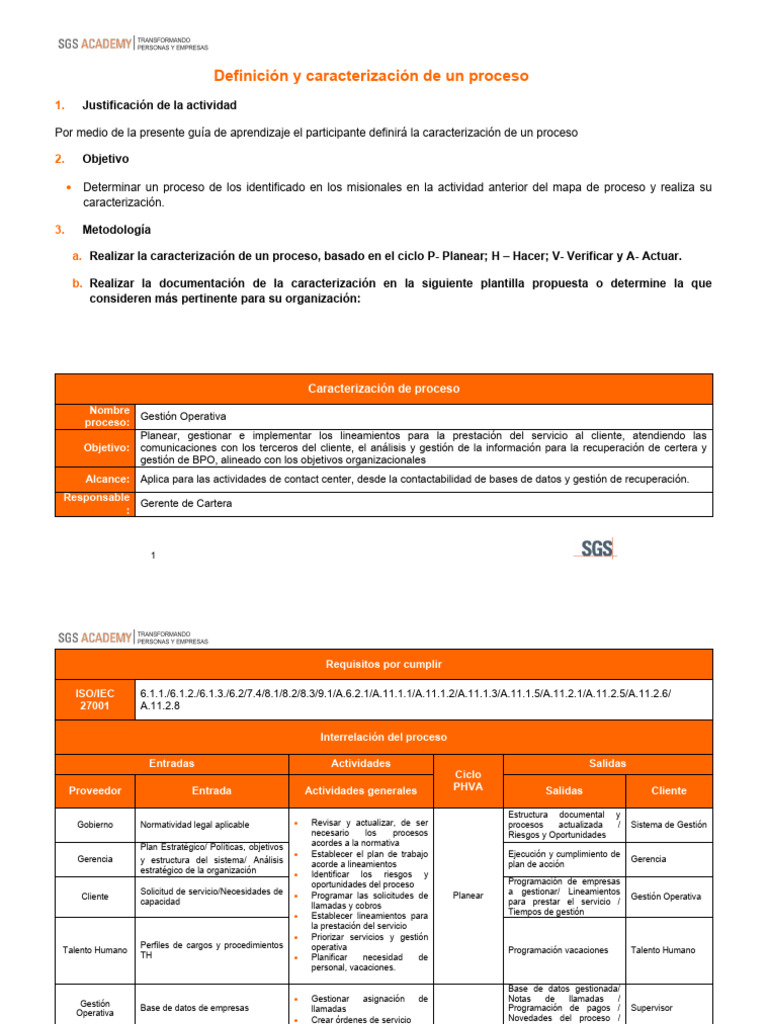 Actividad Aprendizaje 03 - Caracterización de Proceso | PDF | Planificación estratégica | Business