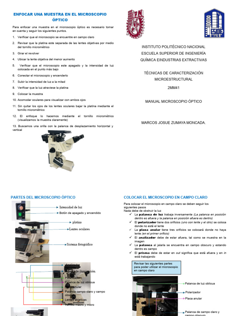 Manual de Microscopio | Descargar gratis PDF | Óptica | Microscopio