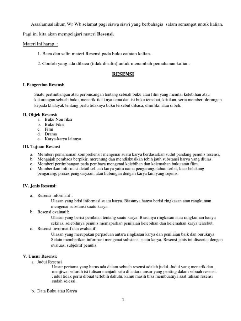 Panduan Lengkap Resensi Buku dan Film | PDF