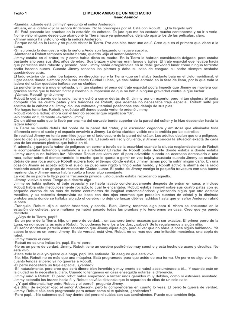 Texto 1 El Mejor Amigo de Un Muchacho Isaac Asimov | PDF | Luna