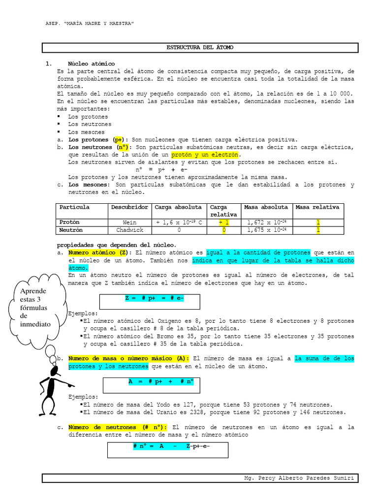 Estructura Del átomo Pdf Núcleo Atómico Neutrón